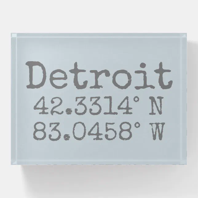 Detroit Michigan Latitude Longitude Paperweight | Zazzle