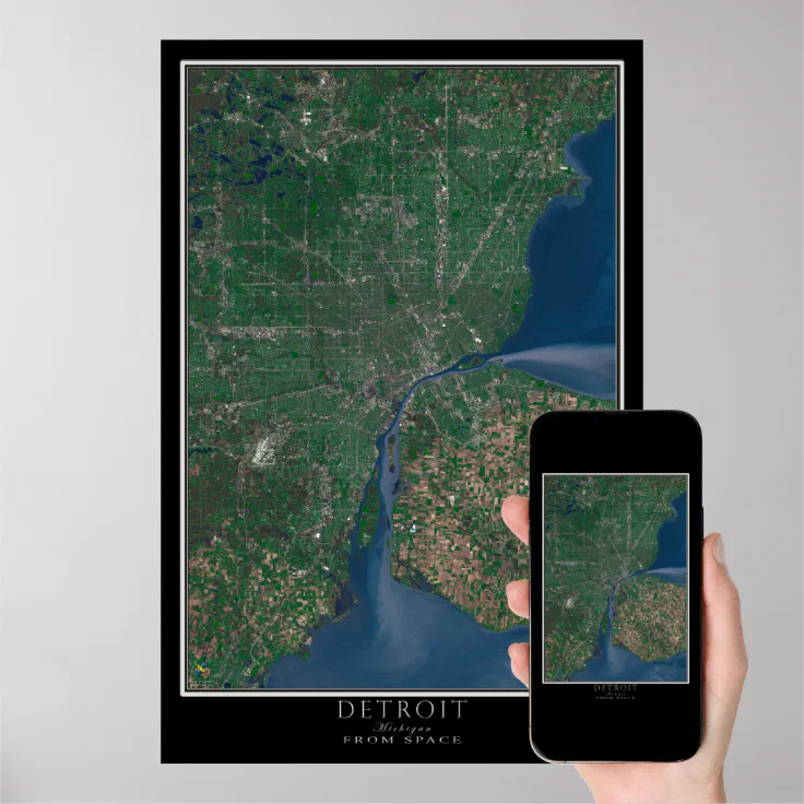 Detroit Michigan Satellite Poster Map | Zazzle