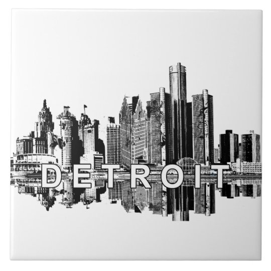 Detroit, Michigan skyline Ceramic Tile | Zazzle.com