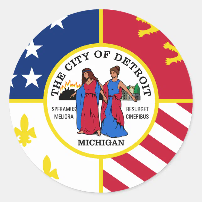Detroit, Michigan, United States Classic Round Sticker | Zazzle