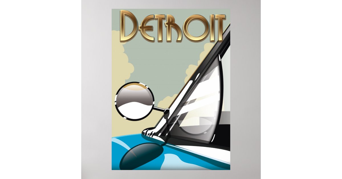 Detroit Michigan Vintage automobile travel poster | Zazzle