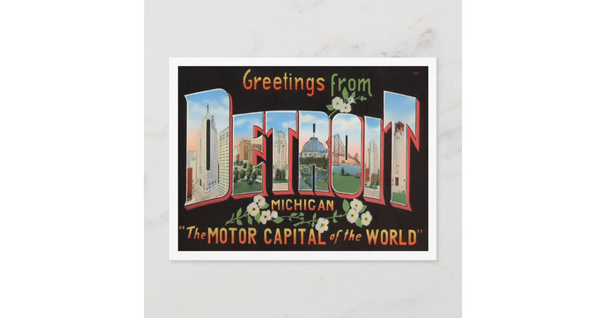 Detroit, Michigan Vintage Big Letters Postcard | Zazzle
