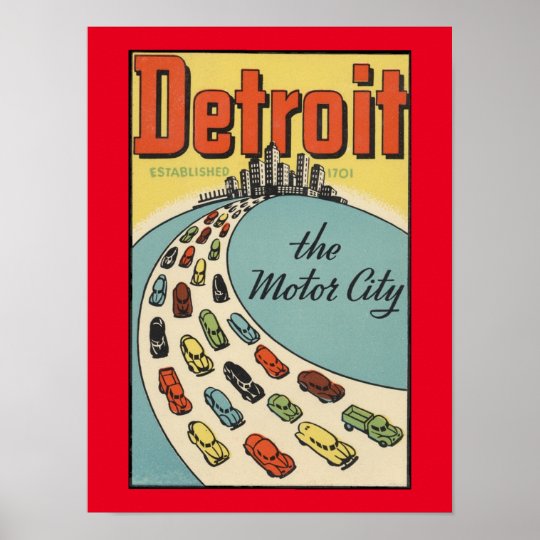 Detroit motor city poster vintage art posters | Zazzle.com