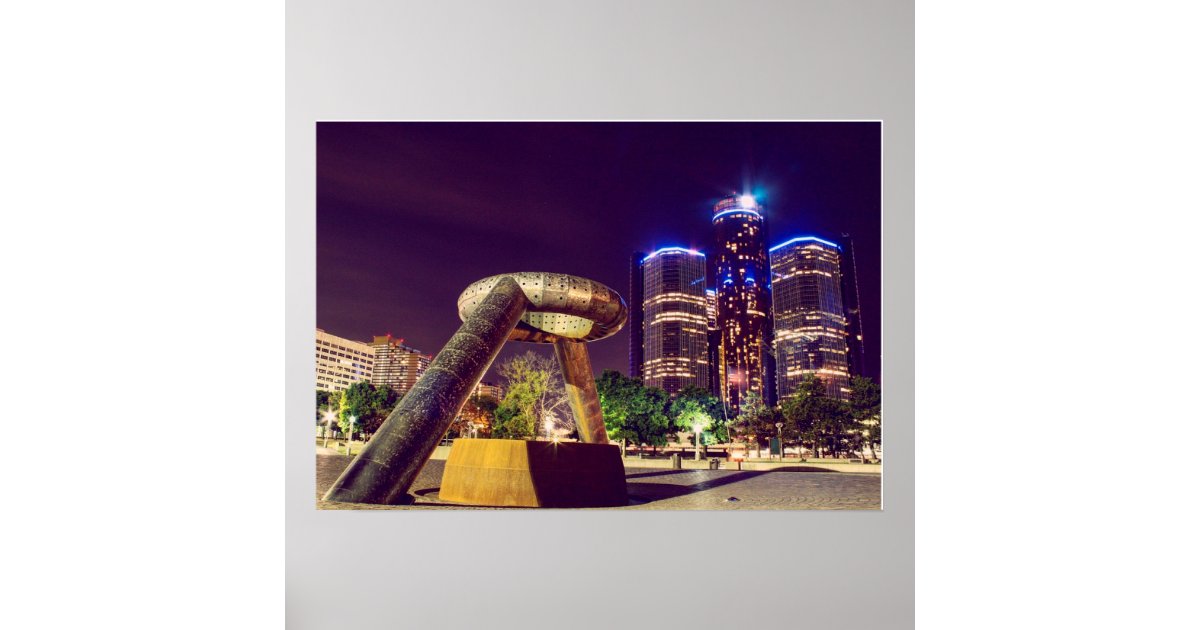 Detroit Night Skyline Poster | Zazzle