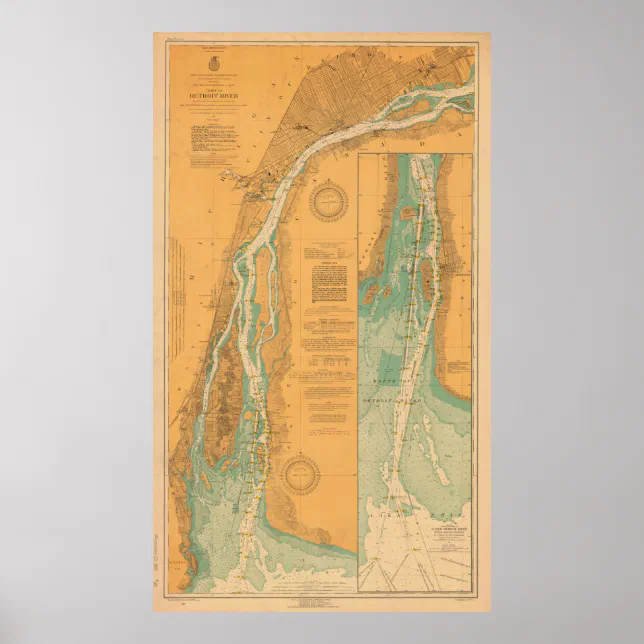 Detroit River Chart Map | Zazzle