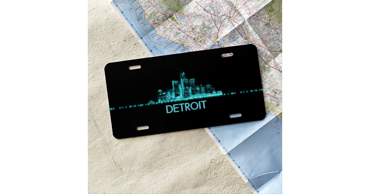 Detroit Skyline License Plate | Zazzle