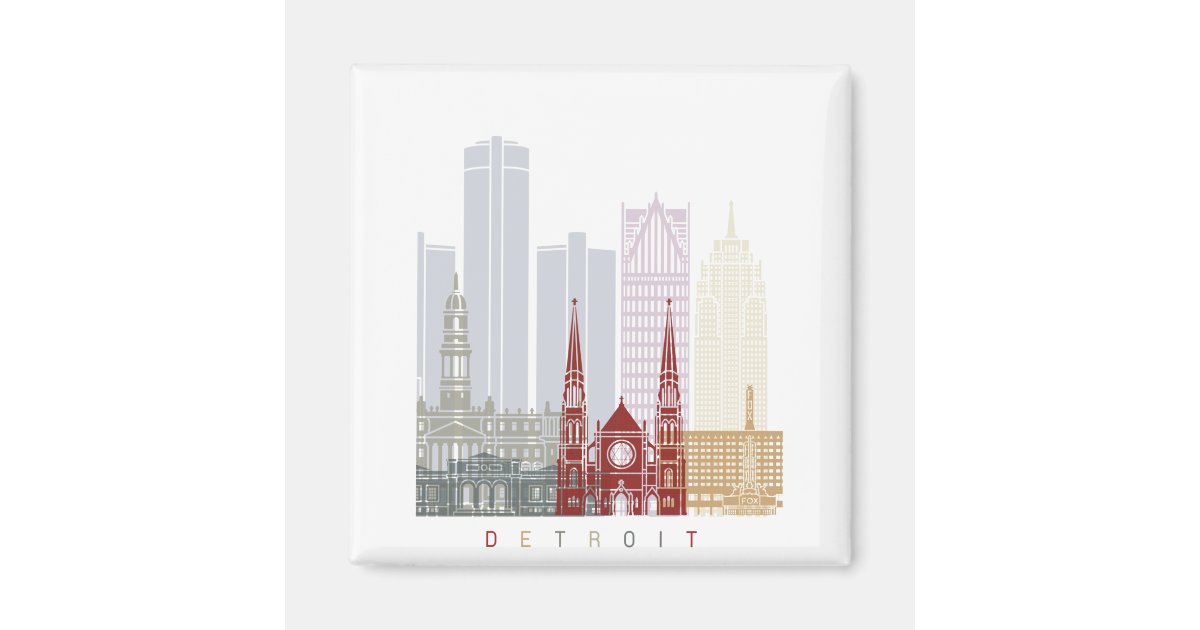 Detroit skyline poster magnet | Zazzle