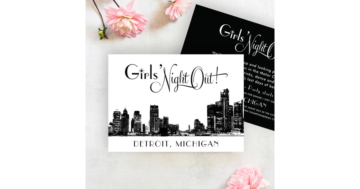 Detroit Skyline Wedding Bachelorette Party Invitation | Zazzle