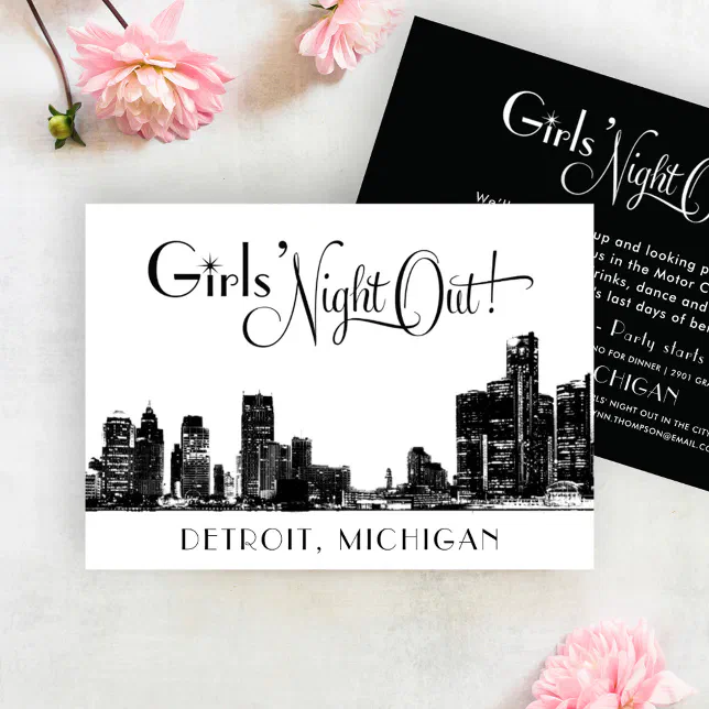 Detroit Skyline Wedding Bachelorette Party Invitation | Zazzle