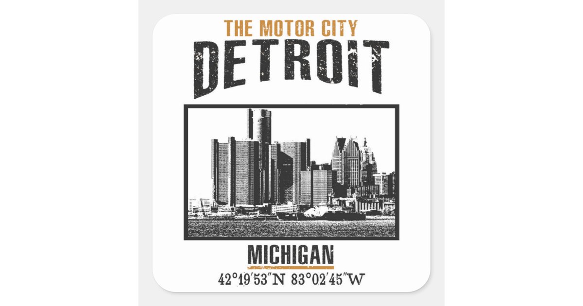 Detroit Square Sticker | Zazzle