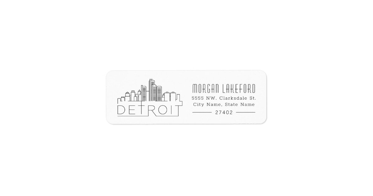 Detroit Stylized Skyline | Label | Zazzle