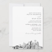 Detroit Wedding Custom Skyline Sketch Invitation | Zazzle