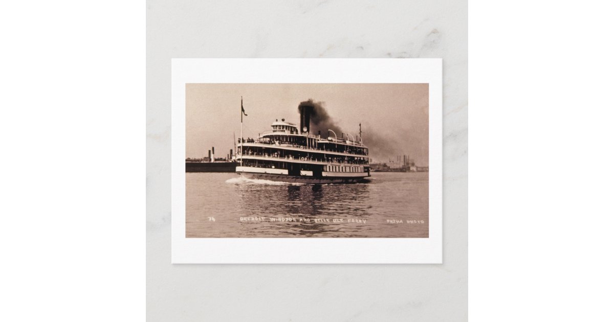 Detroit Windsor and Belle Isle Ferry - Louis Pesha Postcard | Zazzle