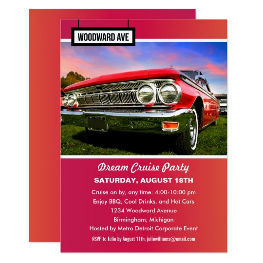 Detroit Woodward Dream Cruise Party Invitation | Zazzle.com