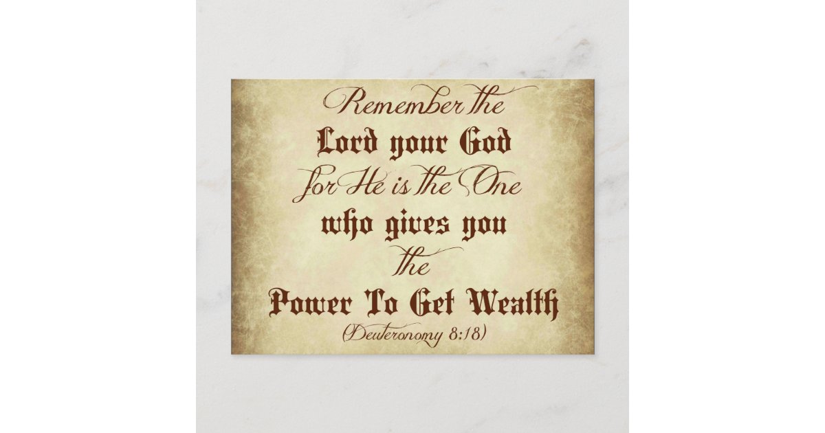 Deuteronomy Bible Remember the Lord your God Postcard | Zazzle