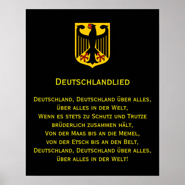 Deutschlandlied German National Anthem Poster | Zazzle
