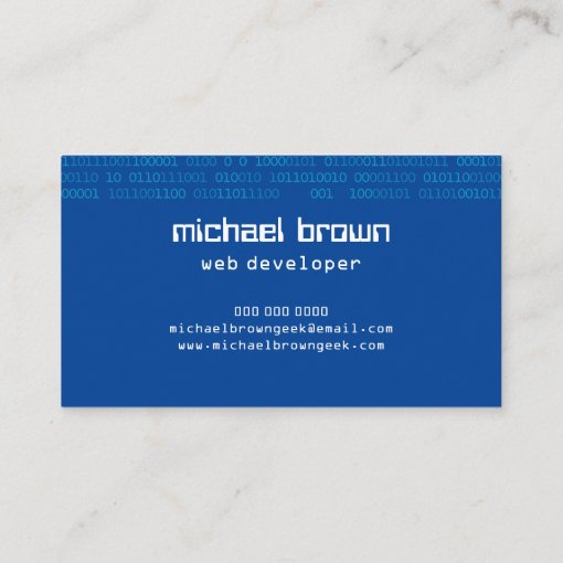 Developer Binary Numbers Artificial Intelligence Business Card | Zazzle