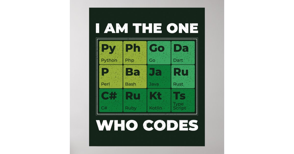 Developer Periodic Table Funny Poster | Zazzle