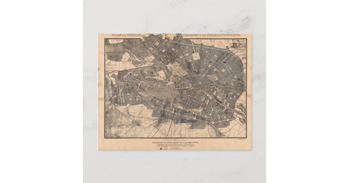 Development Plan Map of Berlin Germany in 1862 Postcard | Zazzle