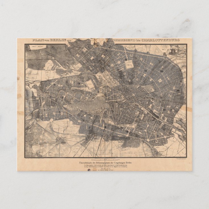 Development Plan Map of Berlin Germany in 1862 Postcard | Zazzle