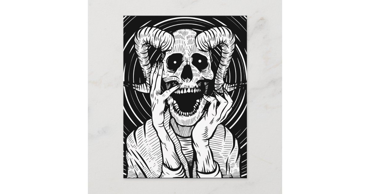 devil face postcard | Zazzle