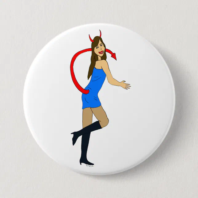devil girl button | Zazzle