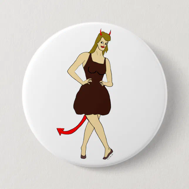 devil girl button | Zazzle