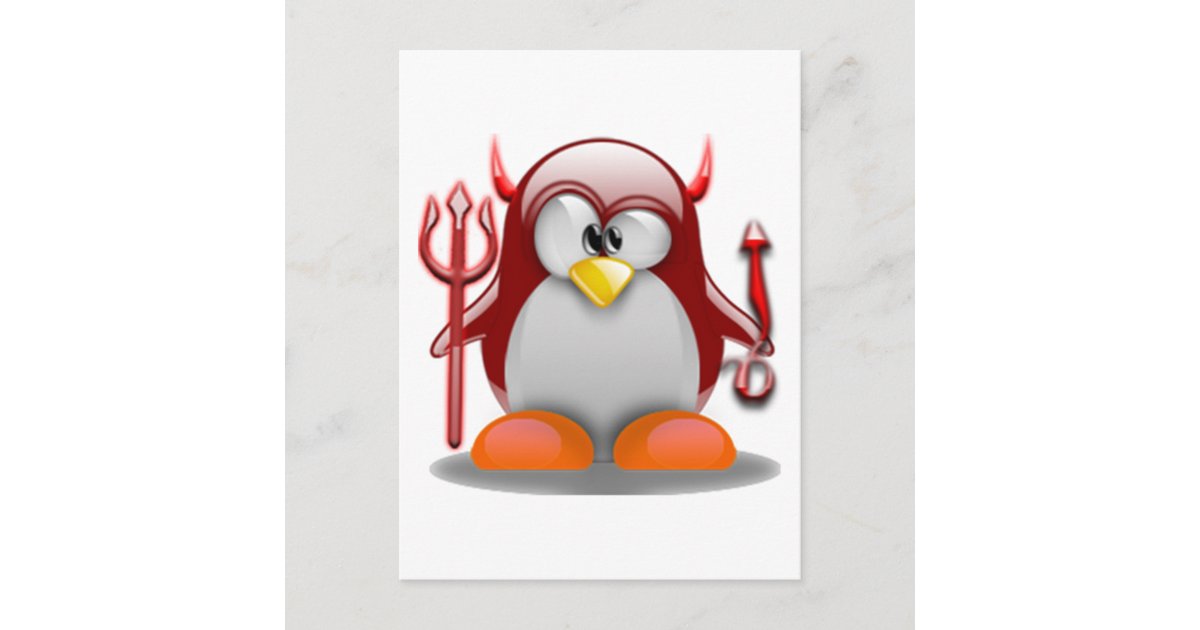 Devil Tux (Linux Tux) Postcard | Zazzle