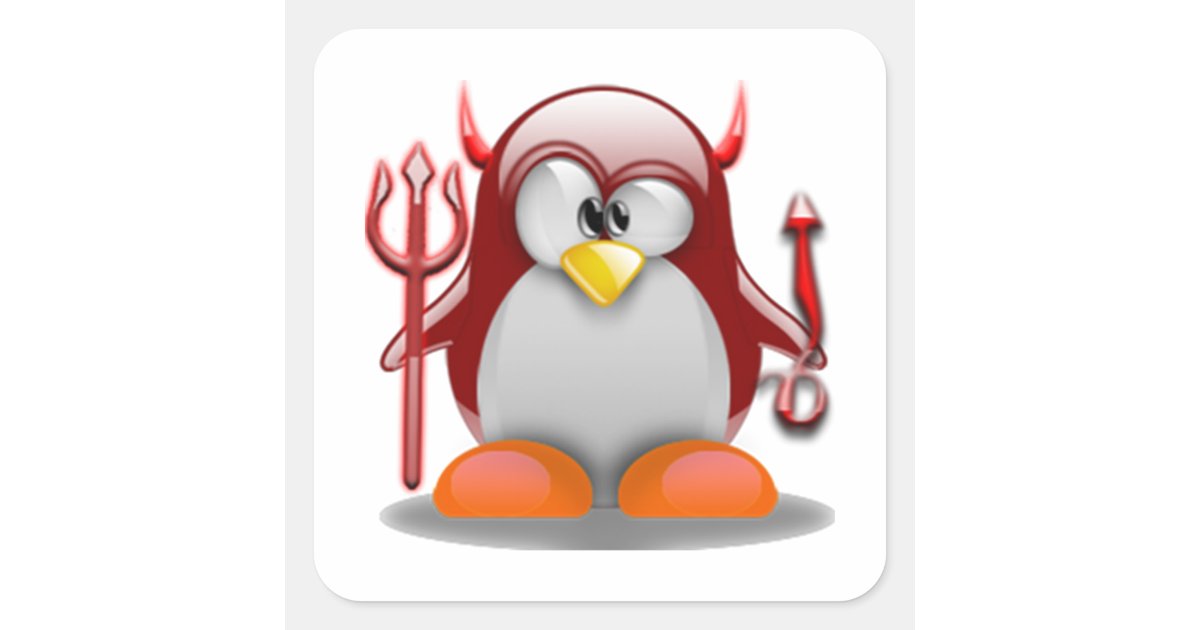 Devil Tux (Linux Tux) Square Sticker | Zazzle