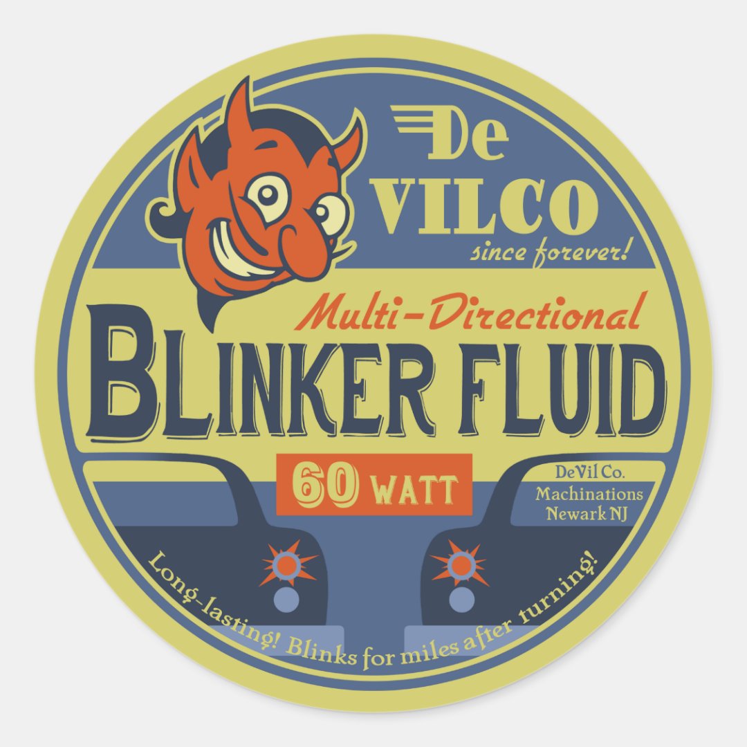 DeVilCo Blinker Fluid Classic Round Sticker | Zazzle