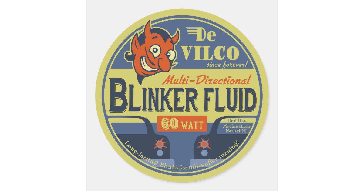 DeVilco Blinker Fluid Classic Round Sticker | Zazzle