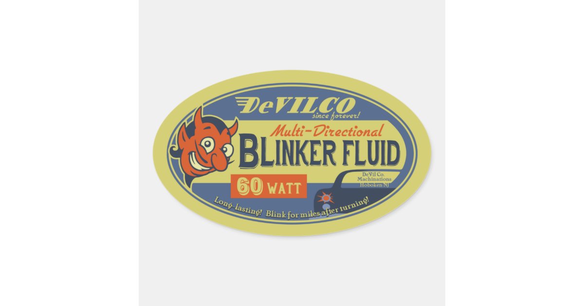 DevilCo Blinker Fluid Oval Sticker | Zazzle