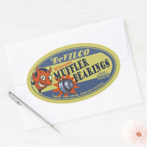 DeVILco Muffler Bearings Oval Sticker | Zazzle