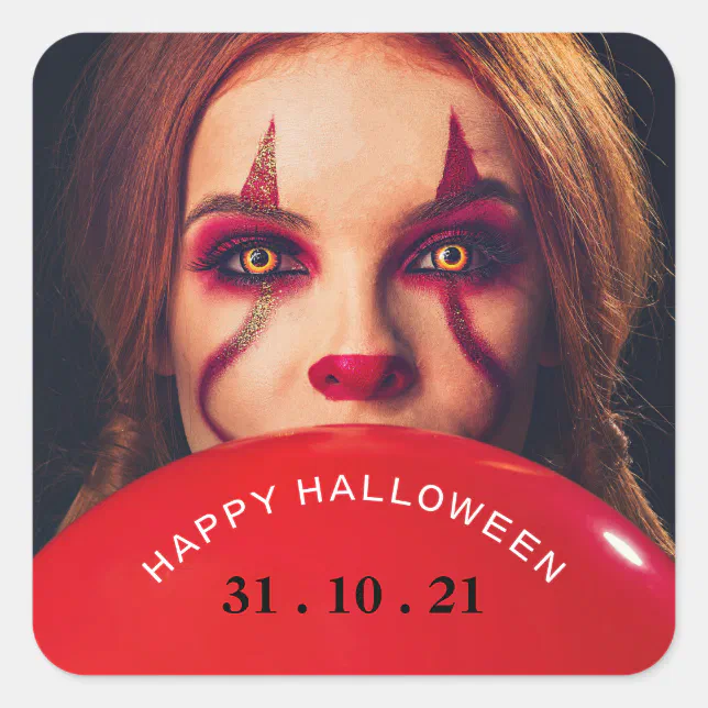 Devil's Balloon, Happy Halloween Square Sticker | Zazzle