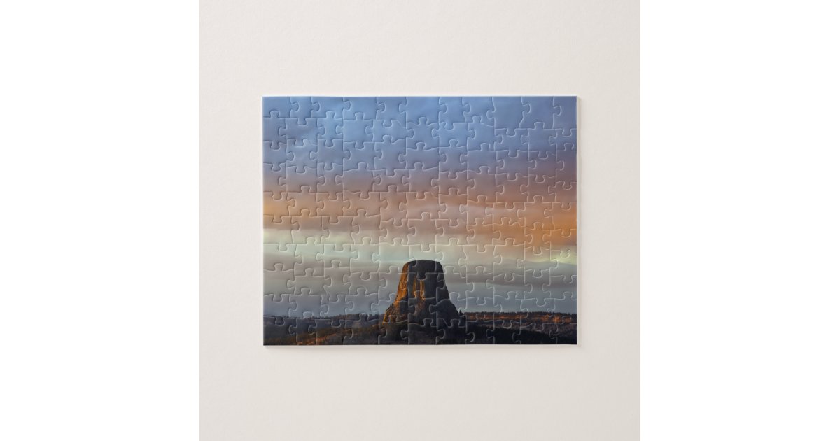 Devils Tower National Monument, Storm at Sunset Jigsaw Puzzle | Zazzle