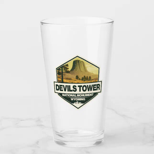 Devils Tower National Monument Travel Art Vintage Glass | Zazzle