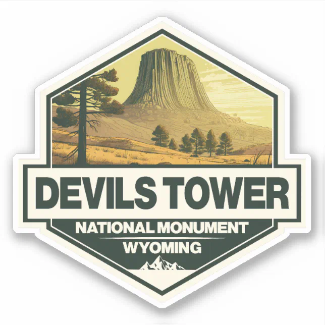 Devils Tower National Monument Travel Art Vintage Sticker | Zazzle