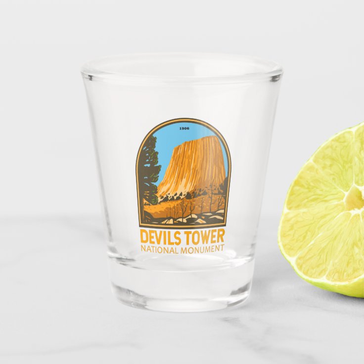 Devils Tower National Monument Wyoming Emblem Shot Glass | Zazzle