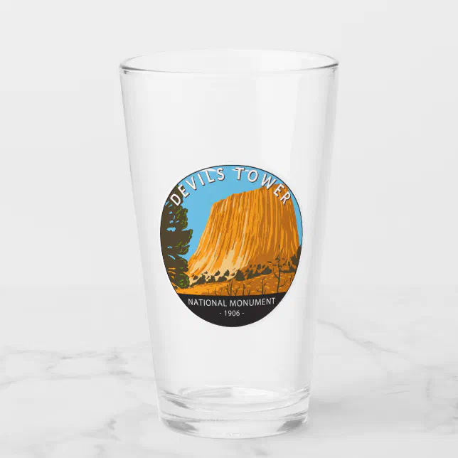 Devils Tower National Monument Wyoming Vintage Glass | Zazzle