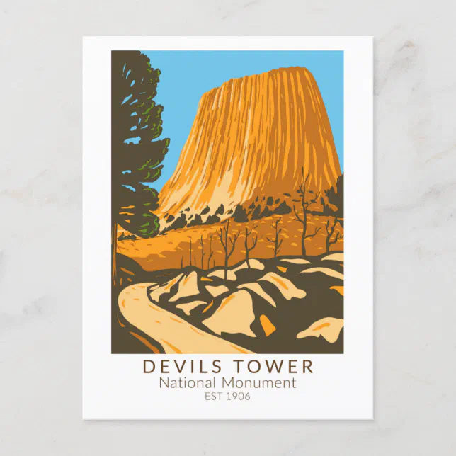 Devils Tower National Monument Wyoming Vintage Postcard | Zazzle