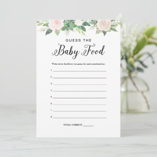 DEVON Greenery Guess the Baby Food Game Card | Zazzle