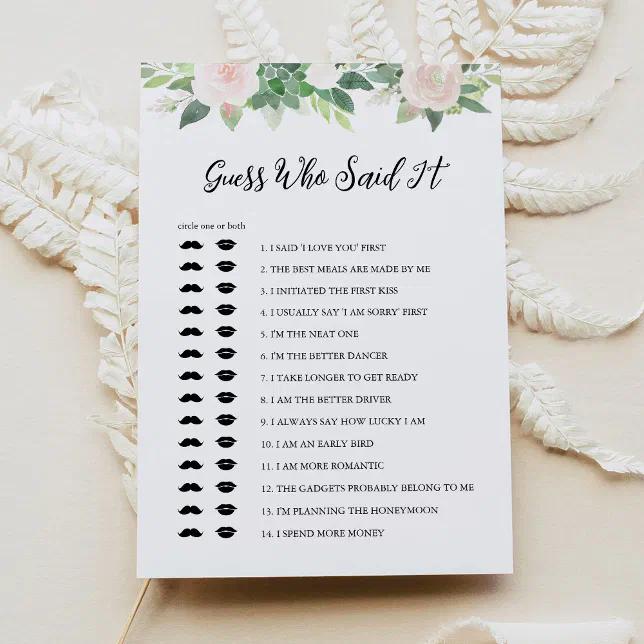DEVON Guess Who Said It Bridal Shower Game Invitation | Zazzle