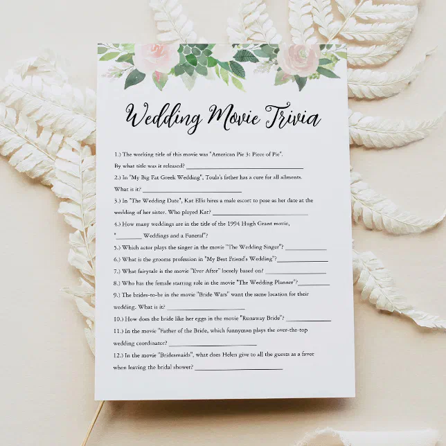 DEVON Wedding Movie Trivia Bridal Shower Game Invitation | Zazzle