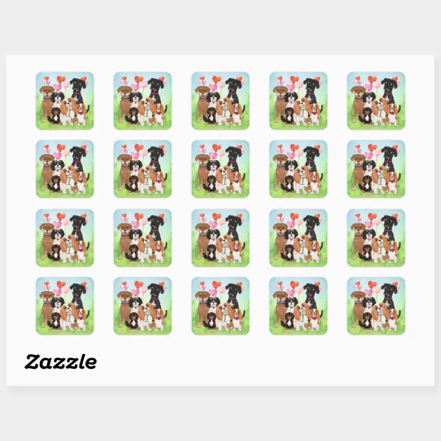 Dexter the Dog and Friends all Dogs Square Sticker | Zazzle