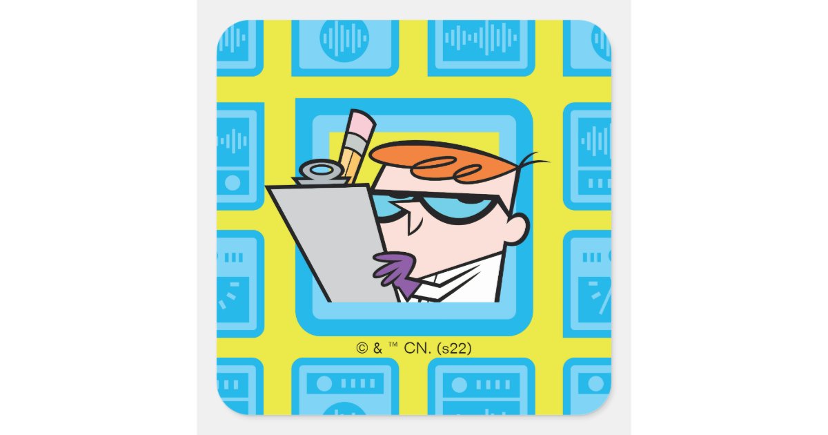 Dexter's Laboratory Experiments Pattern Square Sticker | Zazzle