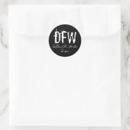 DFW Dallas Airport Code Typography Classic Round Sticker | Zazzle