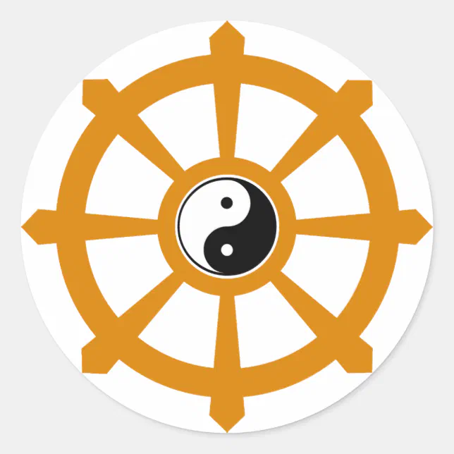 Dharma Wheel Yin Yang Classic Round Sticker | Zazzle