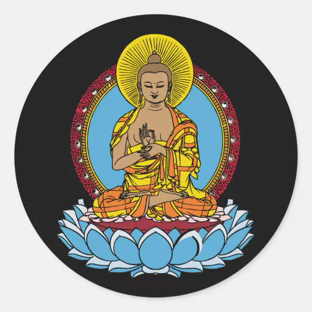 Dharmachakra Buddha Classic Round Sticker | Zazzle