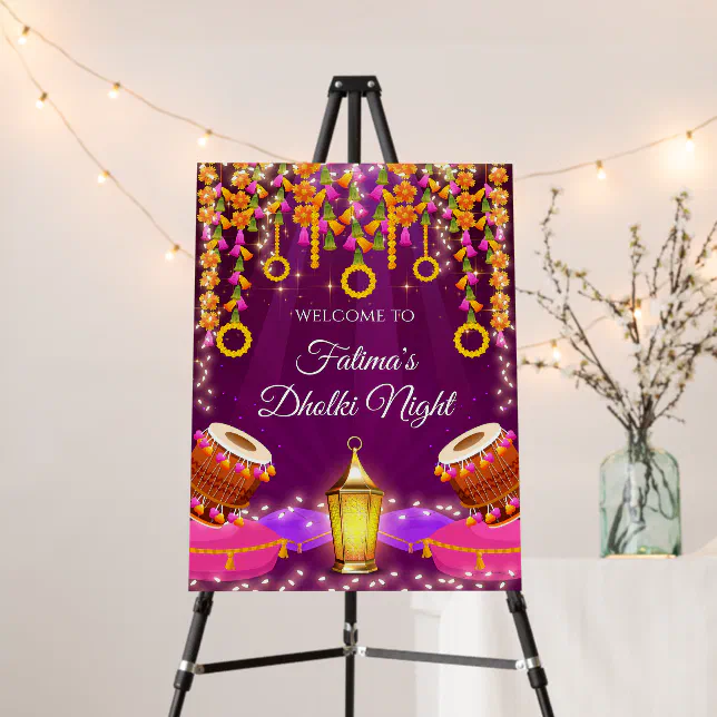 Dholki Night welcome signs & Mehndi night poster | Zazzle