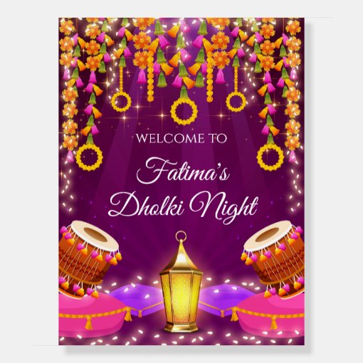 Dholki Night welcome signs & Mehndi night poster | Zazzle